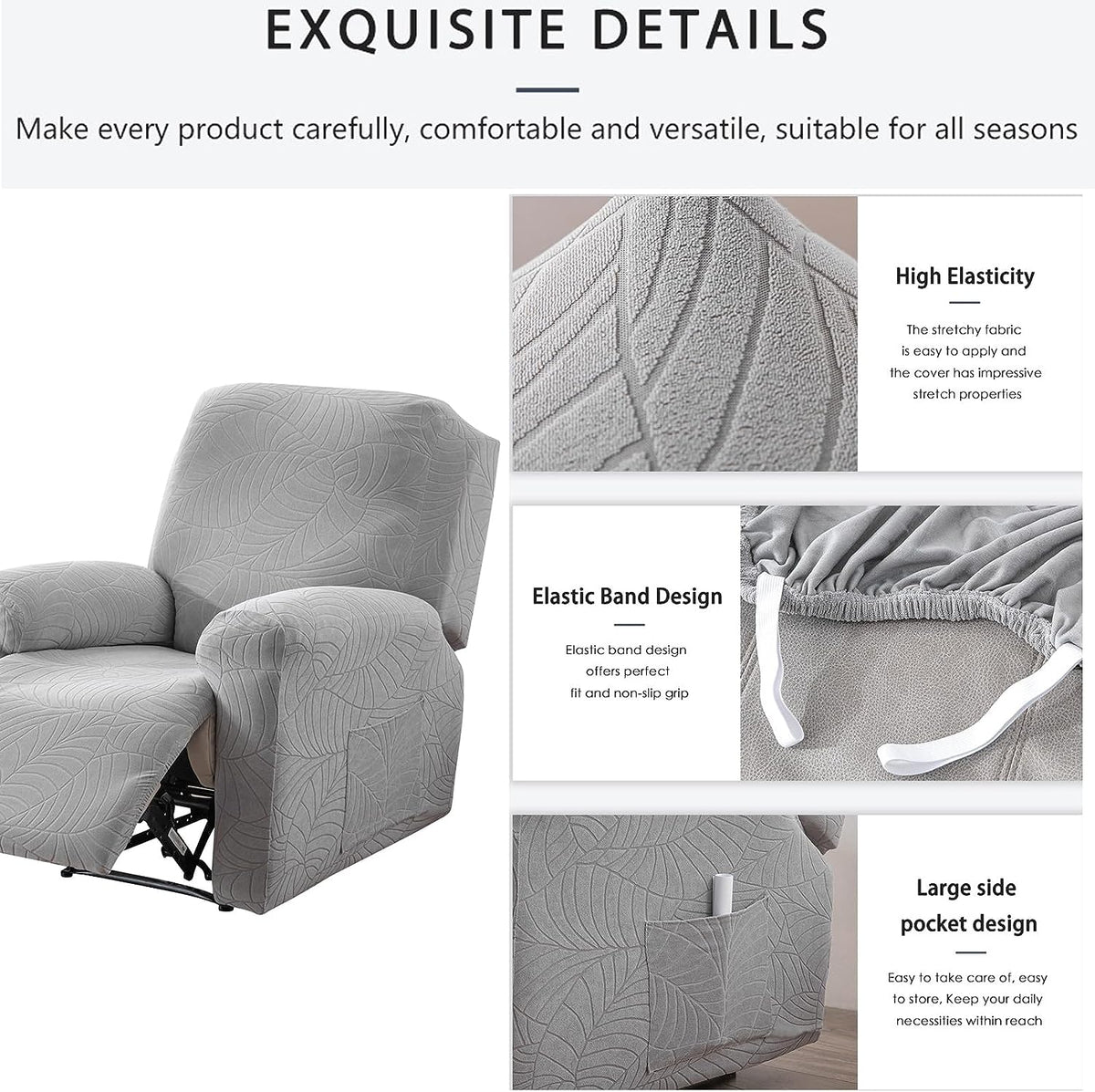 Recliner Sofa Cover Leaves For 1/2/3 Seats – Folifoss